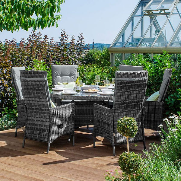 Ruxley 6 Seat Dining Set - 1.3m Round Table – GARDEN FURNITURE