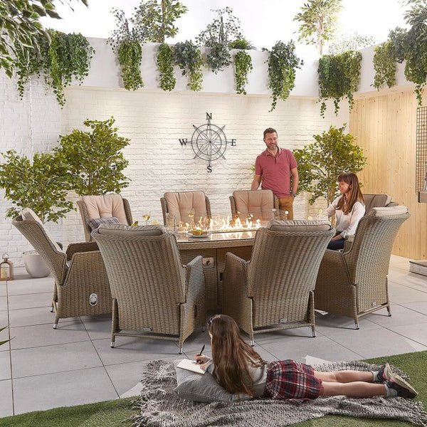 Carolina 8 Seat Dining Set - 2.3m x 1.2m Oval Firepit Table – GARDEN ...